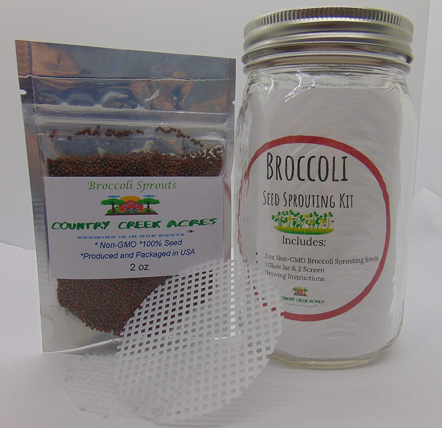 Broccoli Microgreen Jar Kit- (1) 2 oz Broccoli Seed Pack (1) Glass mic ...